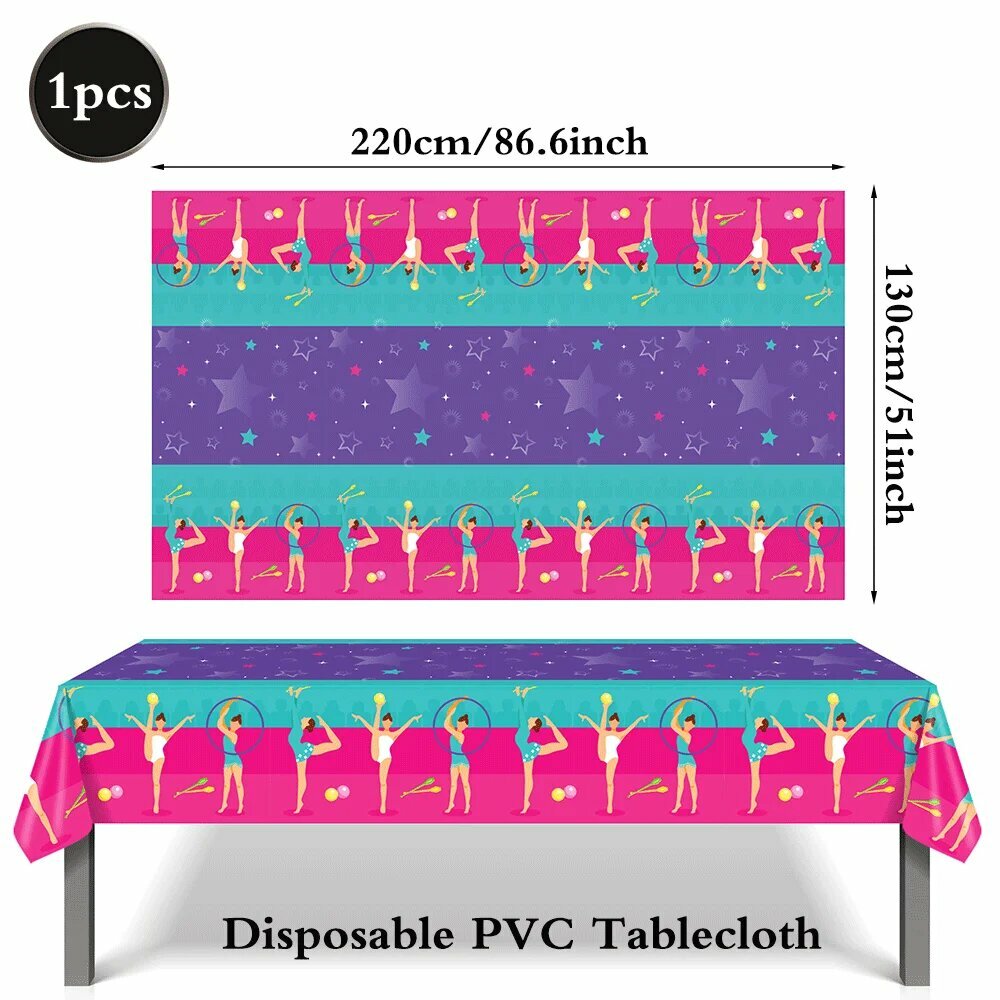 Гимнастика, столовая посуда, скатерть на день рождения, баннер, топпер для торта, танцующая Эльфийская девушка, художественное гимнастическое украшение на день рождения