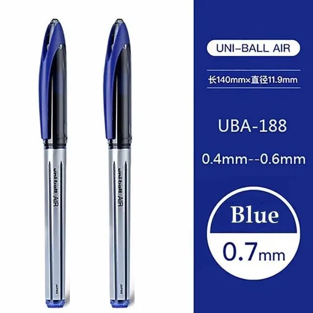 Ручка гелевая Uni-Ball Air UBA-188, синяя, 0.7 мм, 2 шт.