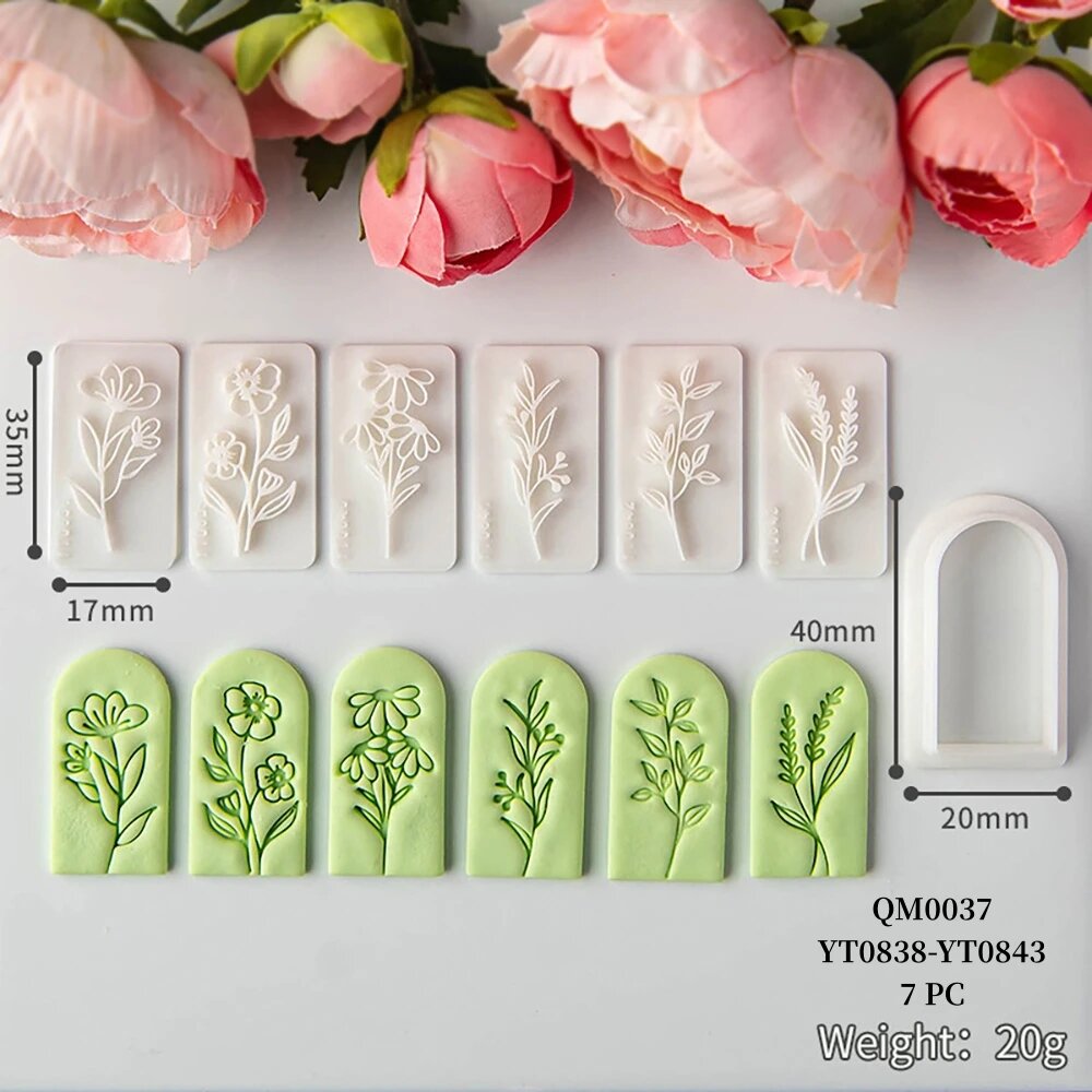 Резаки для глины серии растений, белый, PLA