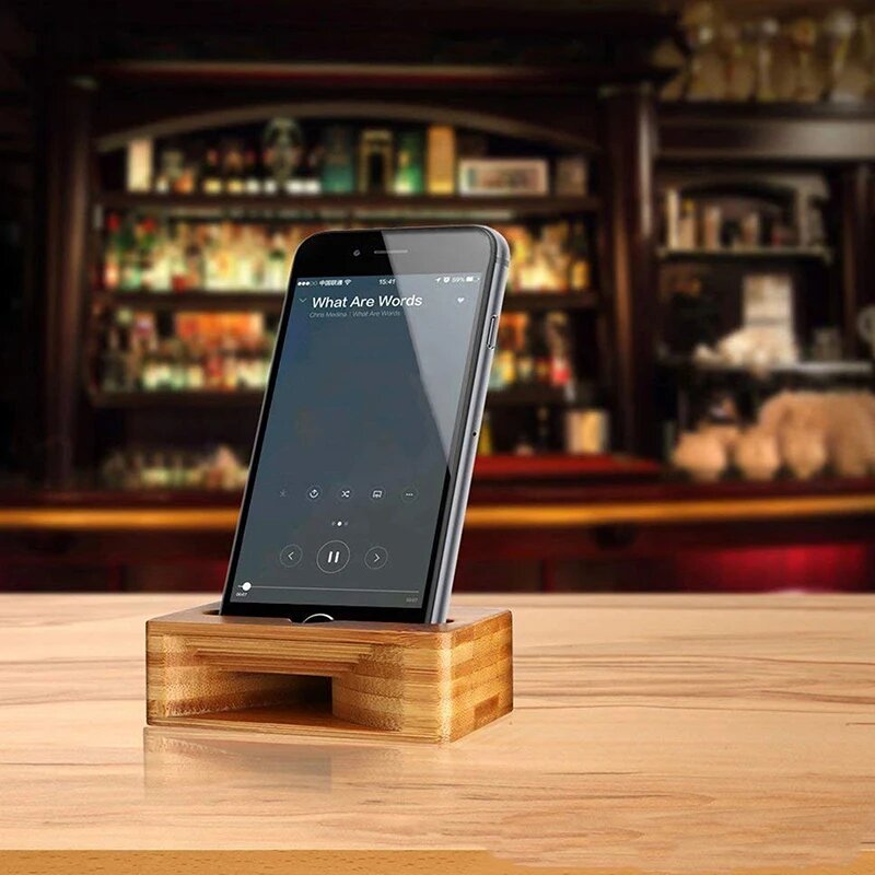 Деревянная Подставка Для Телефона Из Бамбука С Усилителем Звука, Настольный Держатель Для Мобильного Телефона