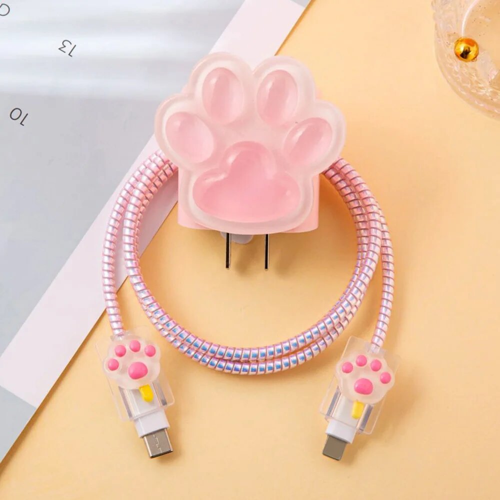 Зарядный кабель с кошачьей лапой, розовый, Color: 132