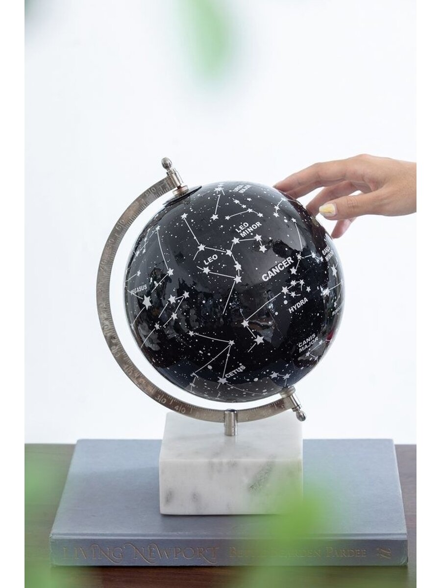 78468 Фигурка Глобус на мраморной подставке 20х20х30см, Мрамор, железо, пластик, бумага, Glasar