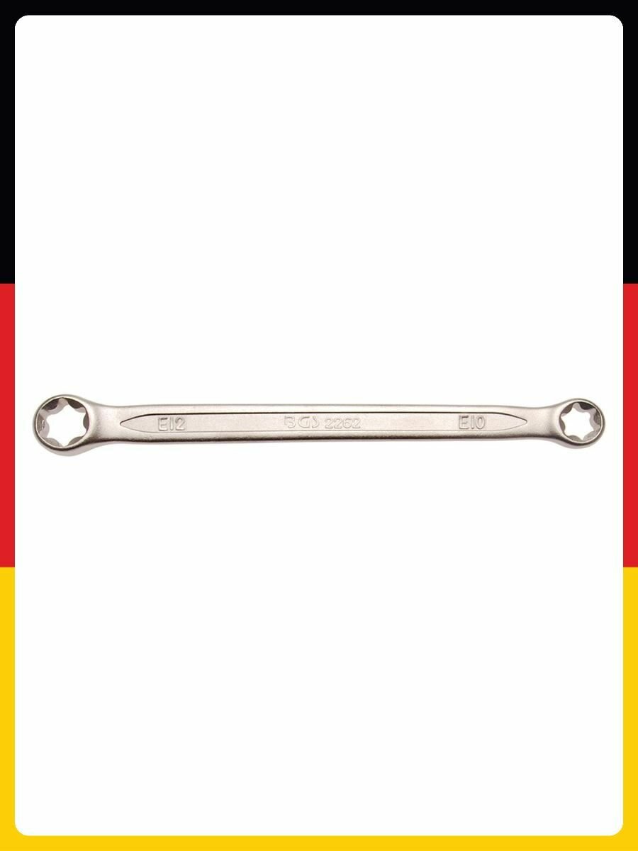Двусторонний кольцевой ключ BGS с накидными головками E-профиля SW E10 x E12