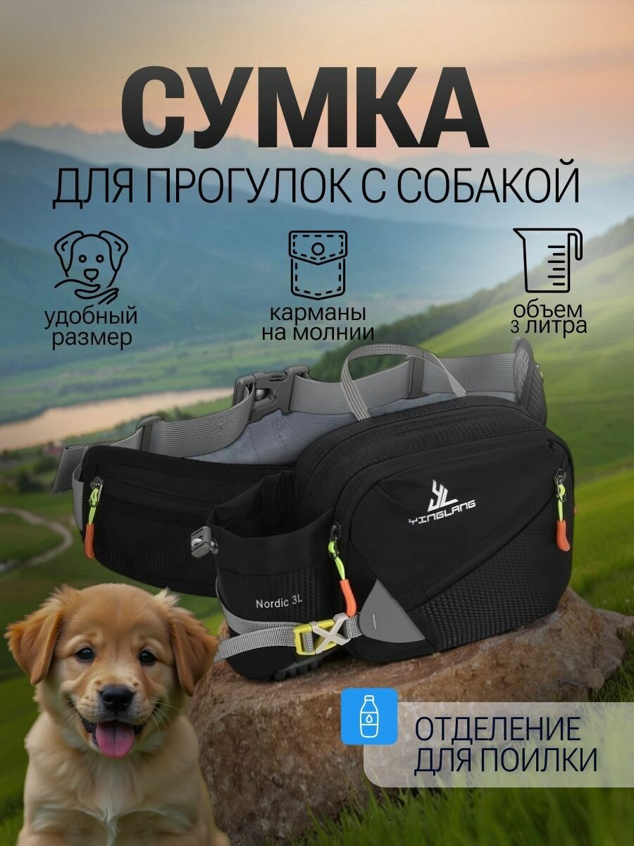 Сумка для лакомств "Для прогулок с собакой", оксфорд, белая