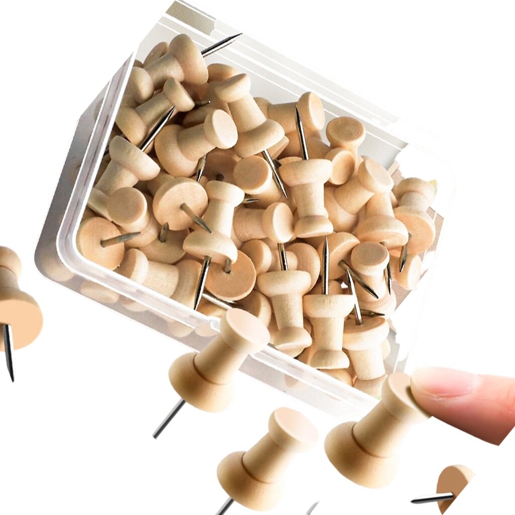 100 штук, деревянные кнопки, войлочная настенная пробковая доска, деревянные кнопки