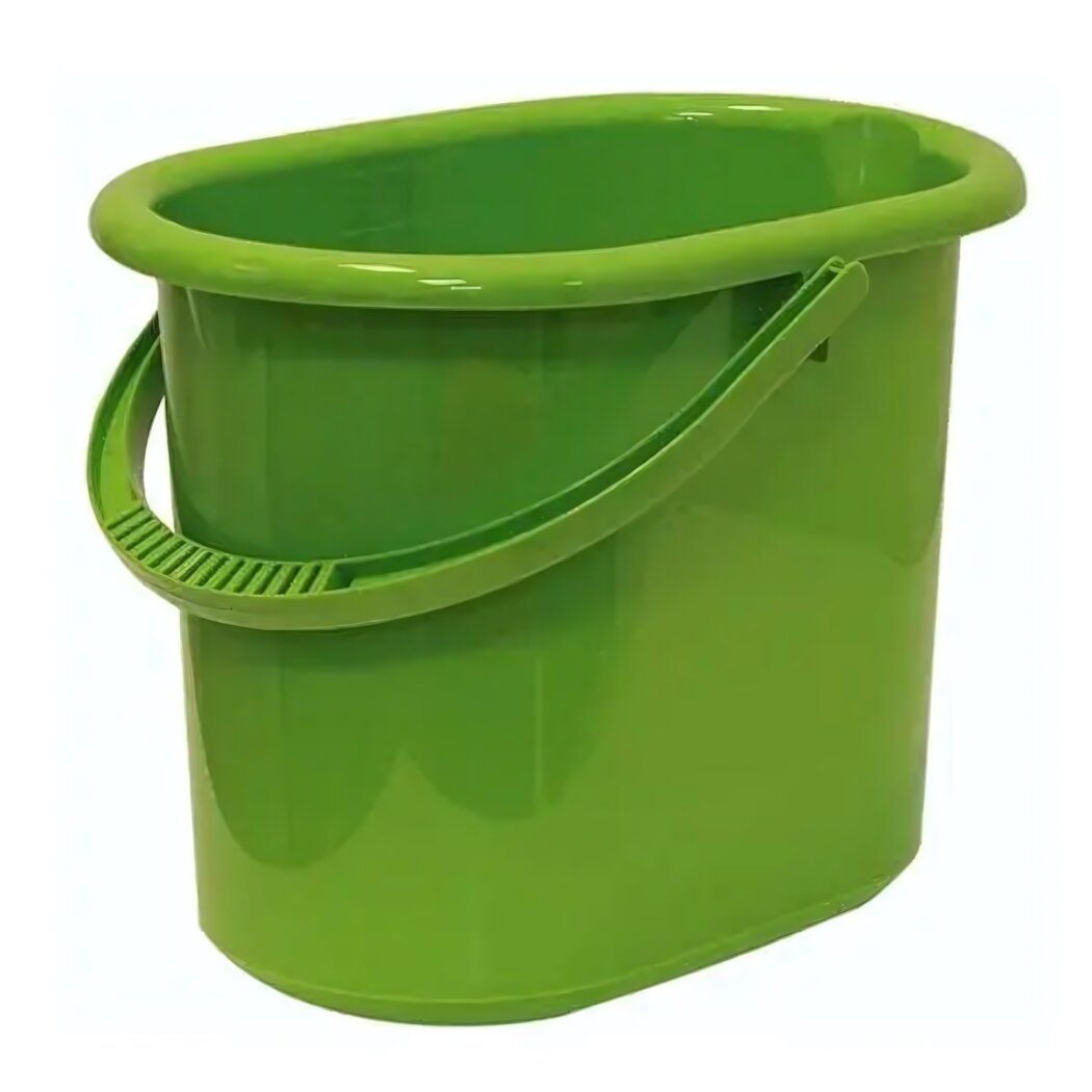 Ведро овальное пластиковое 11л, салатовое, удобное, размеры 26.5х33.9см