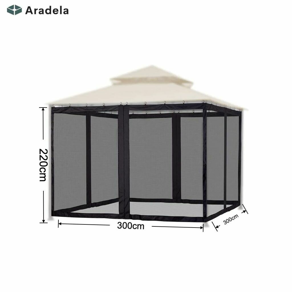 Москитная сетка, для палатки, термостенка, 300x300х220 см, матовая, черная