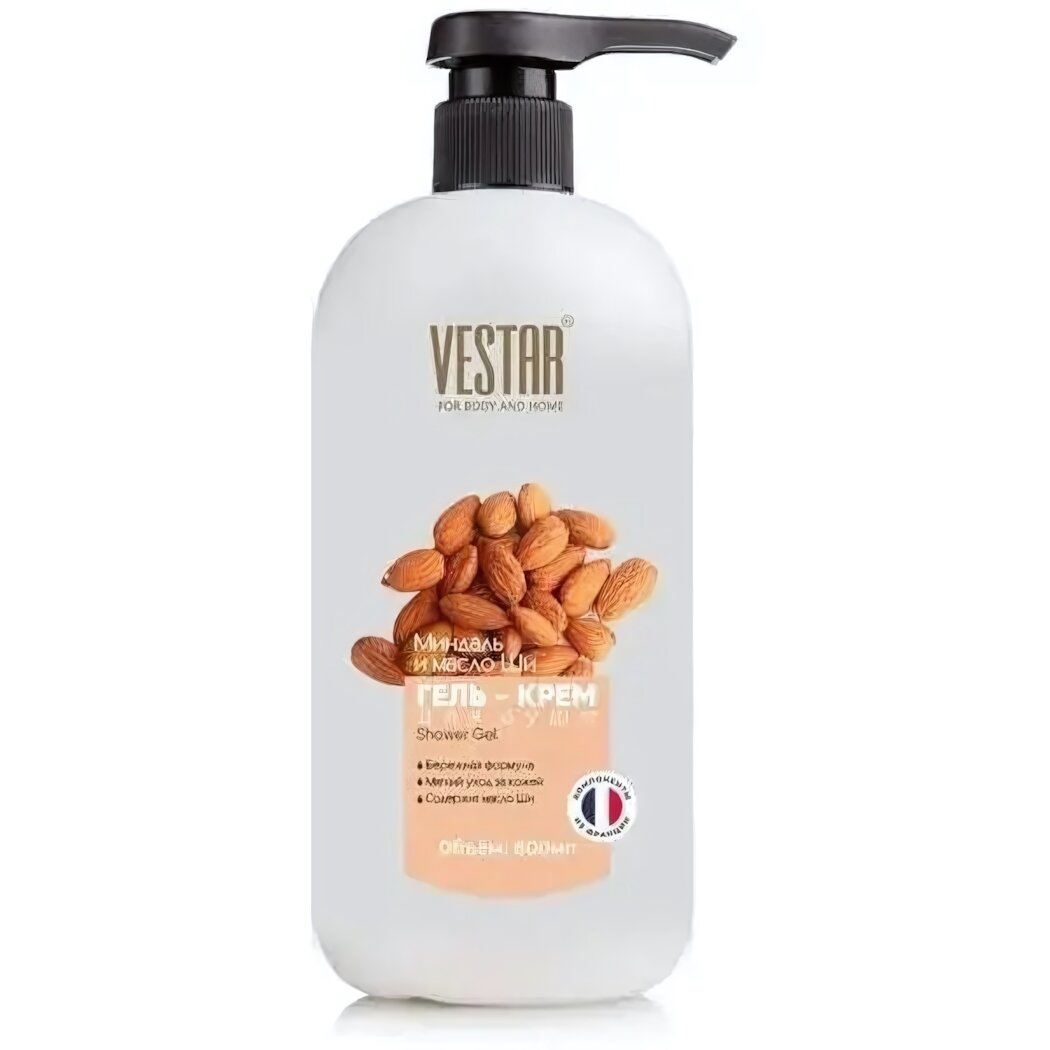 Гель-крем для душа с миндалем и маслом ши, 800 мл, увлажняющий, для чувствительной кожи