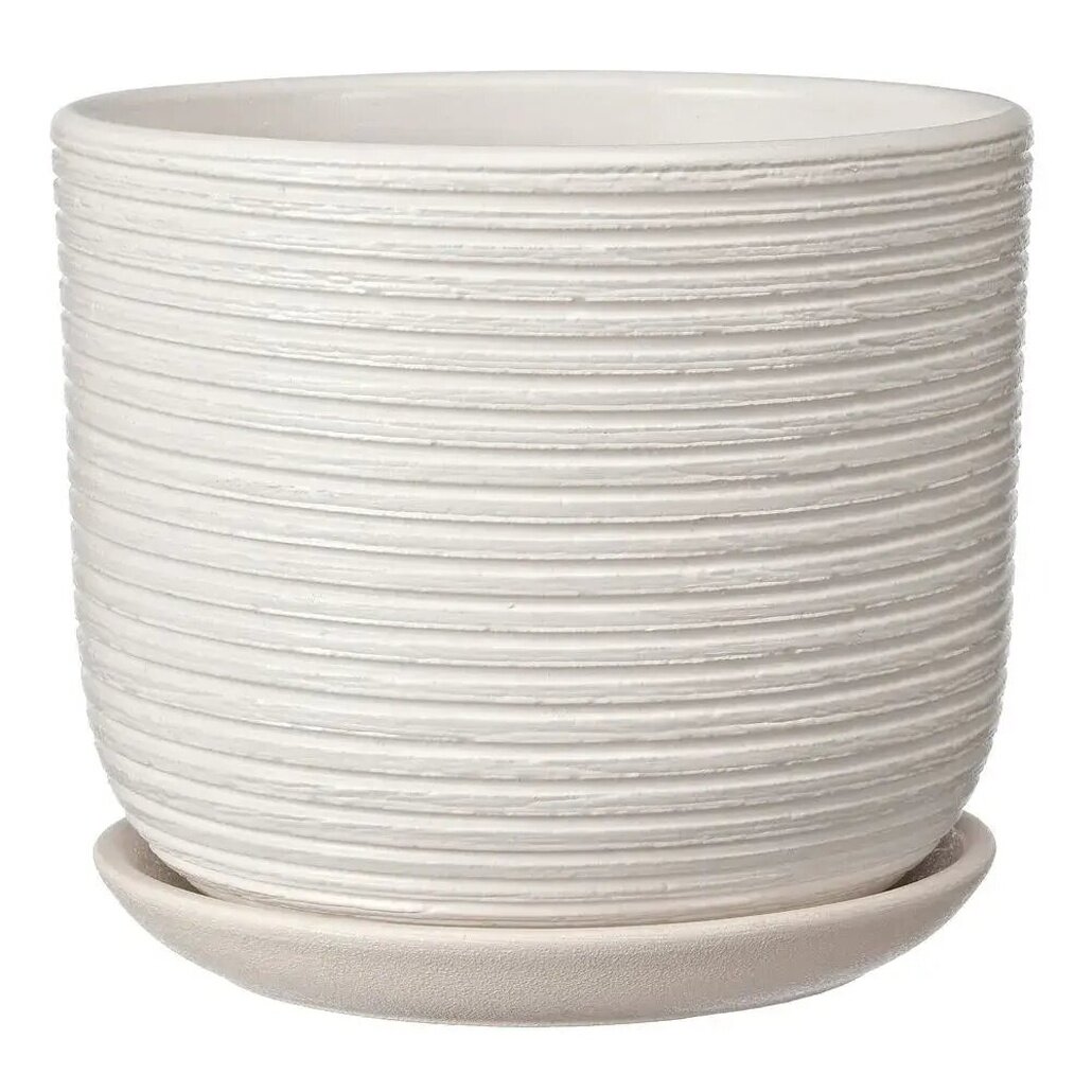 Горшок керамический «Лоза» белый с рифлением, для комнатных растений