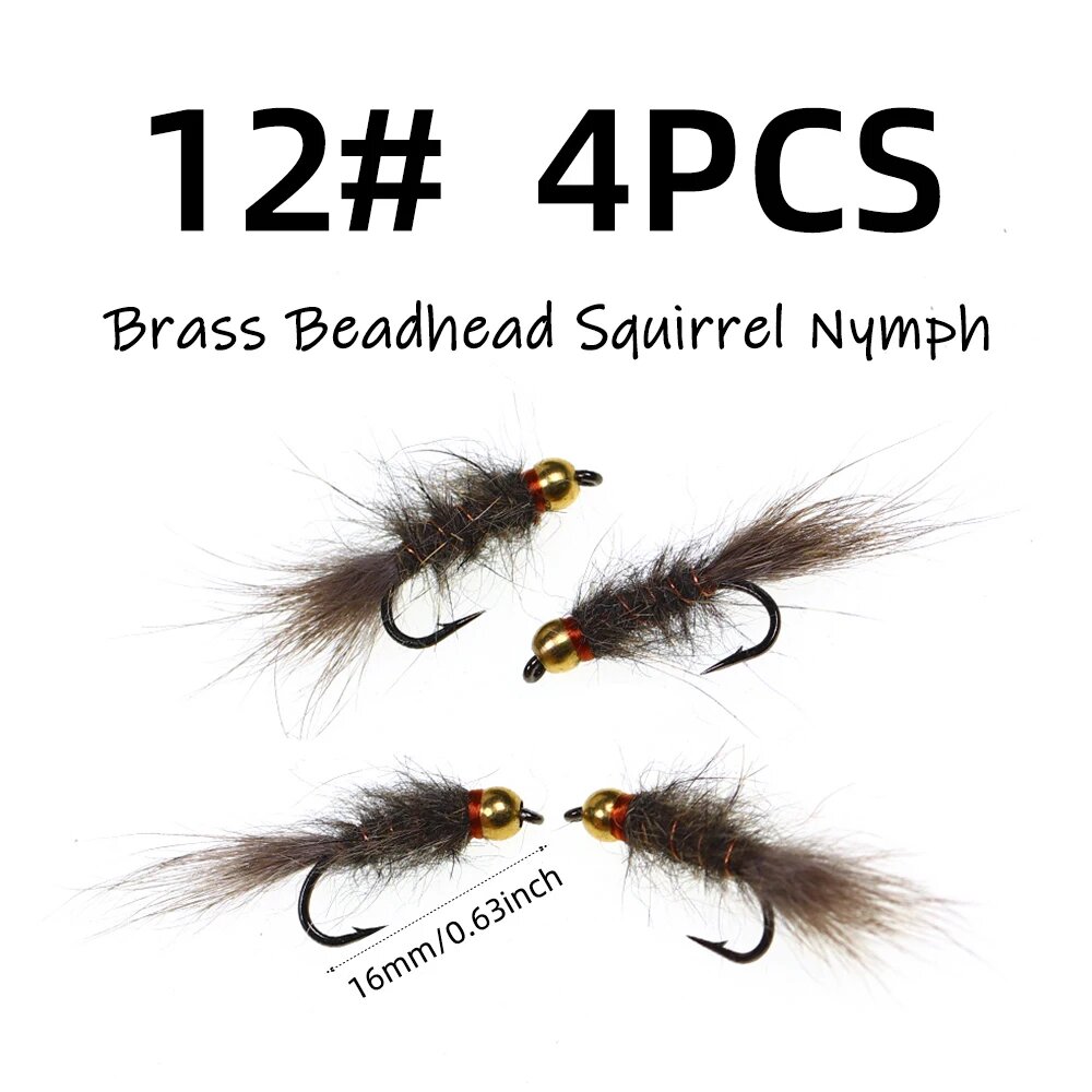 WIFREO Мухи для нахлыста нимфы серые 12# 14# 4pcs size 12