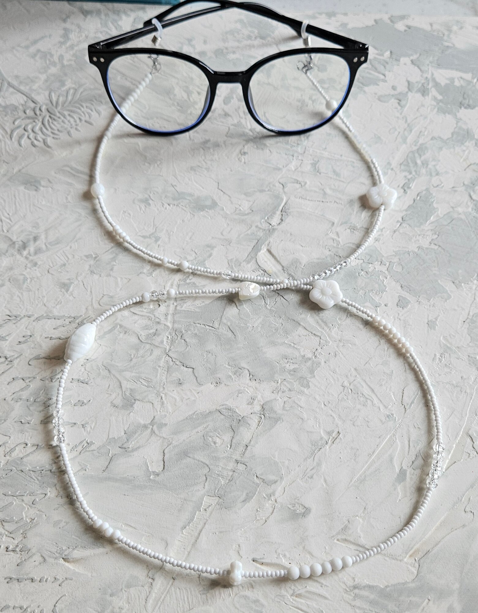 Цепочка-трансформер для очков с бисером и камнями ручной работы от HandMade SvetlanaF