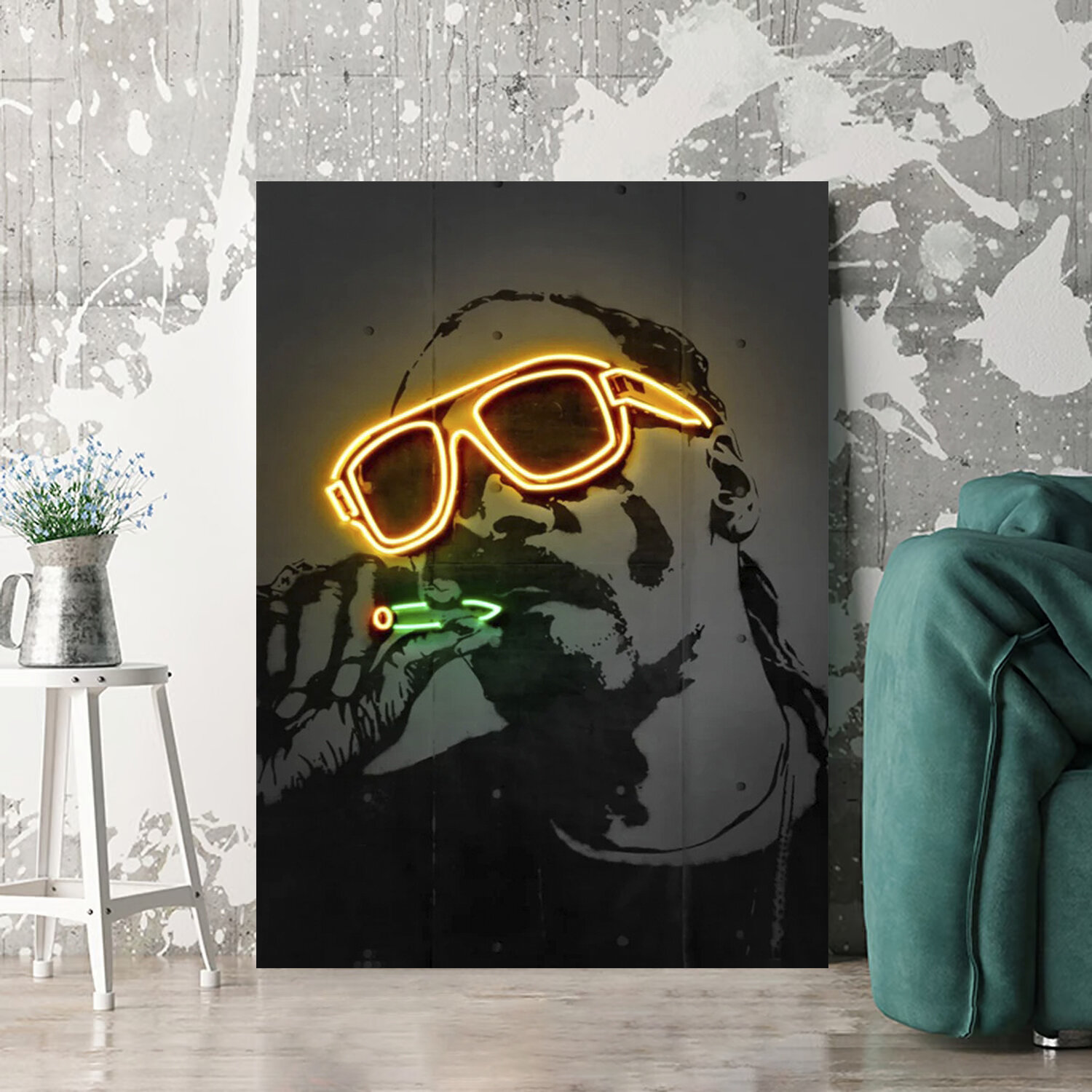 Картина на холсте - "Snoop Dogg, рэпер, неон", 40х60 см.