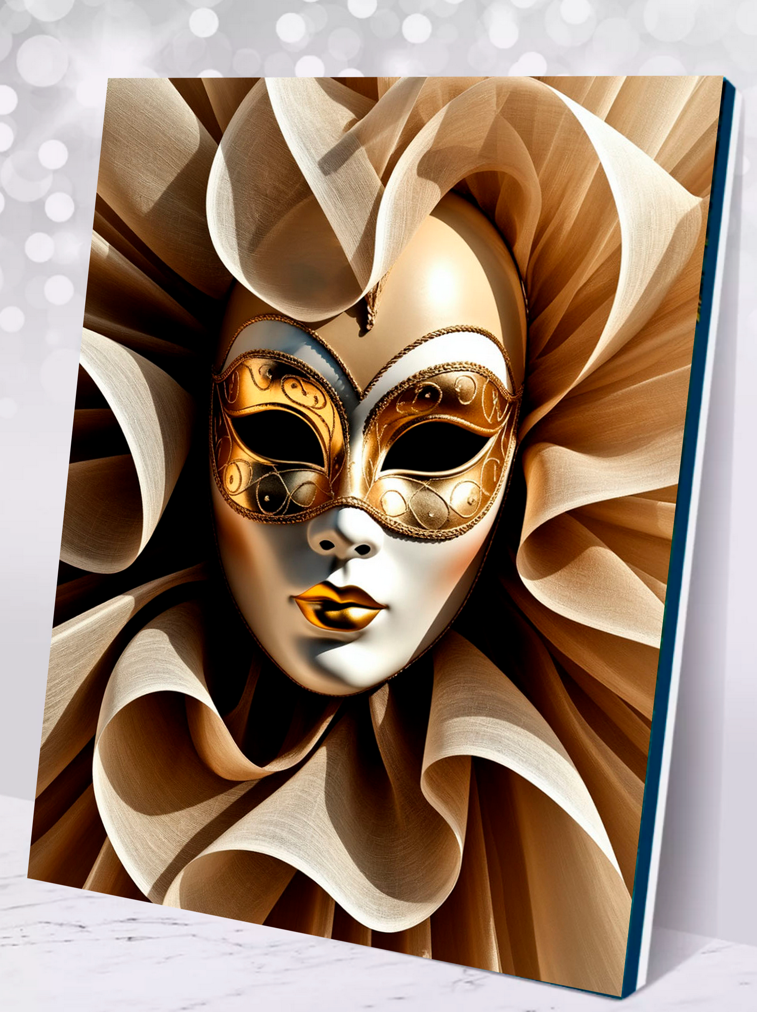 Картина на стену для интерьера Золотая маска 40х50 см, холст на подрамнике, InterToys
