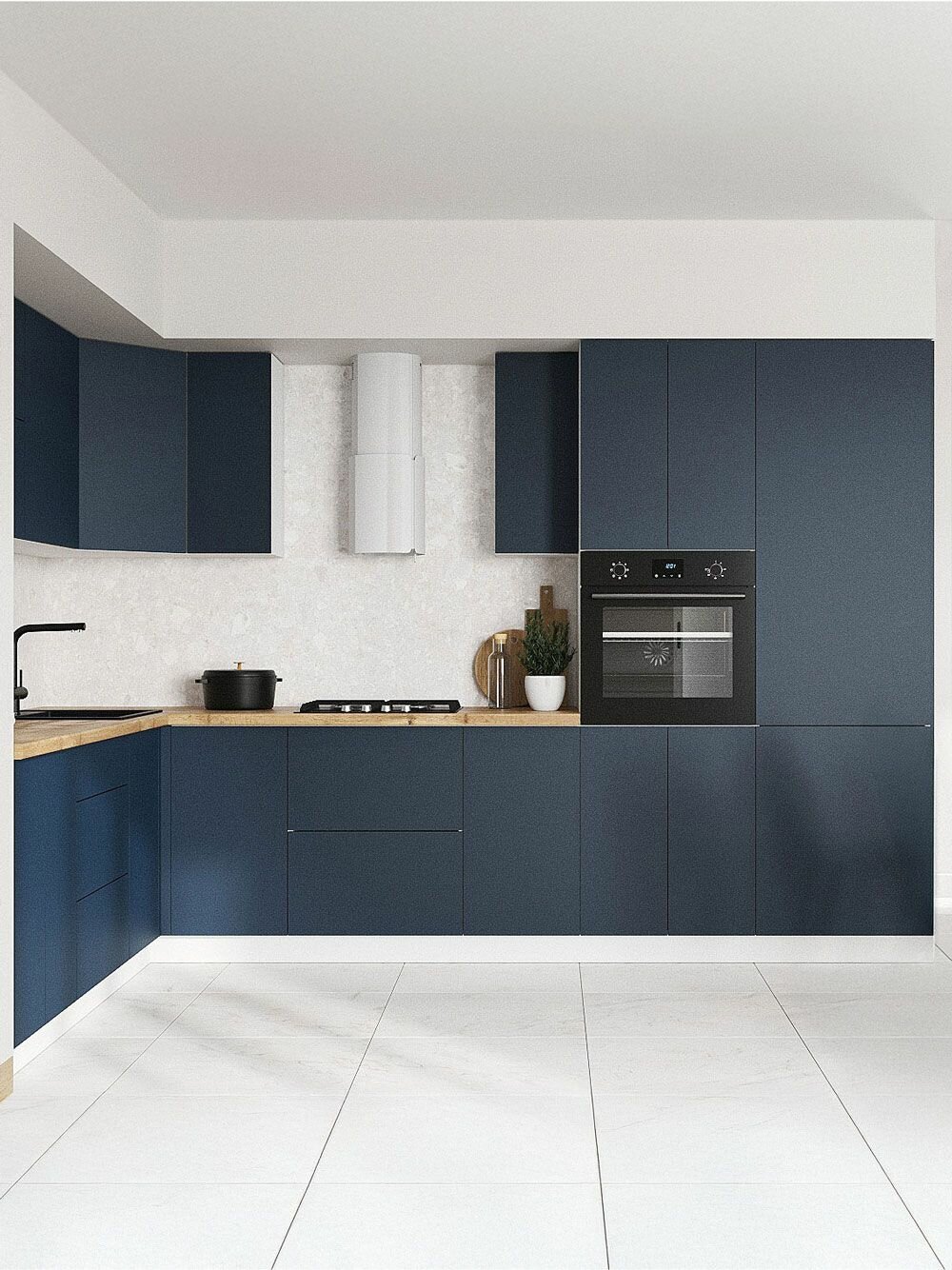 Кухонный гарнитур угловой Тандем 3.2х2.2 м, мебель для дома и кухни, Белый / Океания