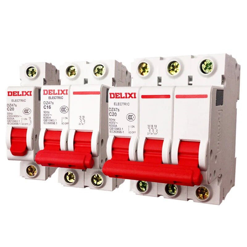 1 шт, миниатюрный автоматический выключатель MCB DZ47S DELIXI 1P, 2-полюсный 3-полюсный переключатель воздуха, 1A 2A 3A 4A 6A 10A 16A 20A 25A 32A 40A 50A 63A
