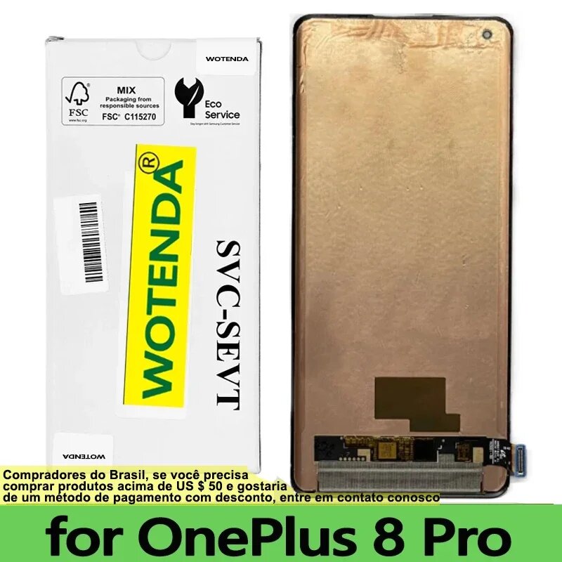 Оригинальный AMOLED-дисплей 6,78 дюйма для OnePlus 8 Pro, ЖК-дисплей с цифровым Black No frame