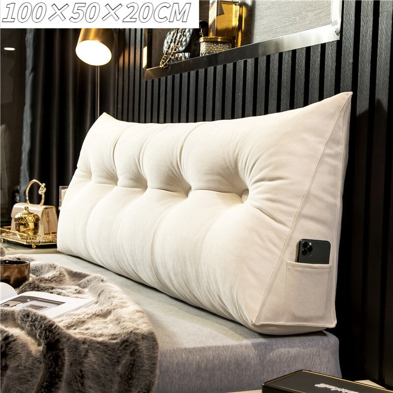 Треугольная подушка в современном стиле, для кровати, съемный чехол, 100x50x20 см，белый