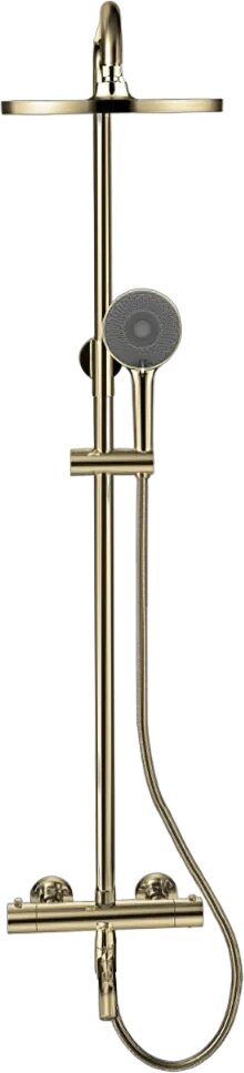 Душевая стойка Bronze de Luxe Scandi 11060BR со смесителем, термостатическим, под бронзу, глянцевая, с тропическим душем, с изливом, с лейкой, душевая система, латунная