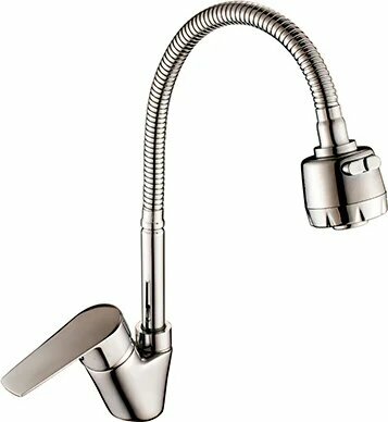 Смеситель для кухни Rossinka S S35-26 с гибким изливом, с поворотным изливом, хром, глянцевый, однорычажный, латунный, с керамическим картриджем