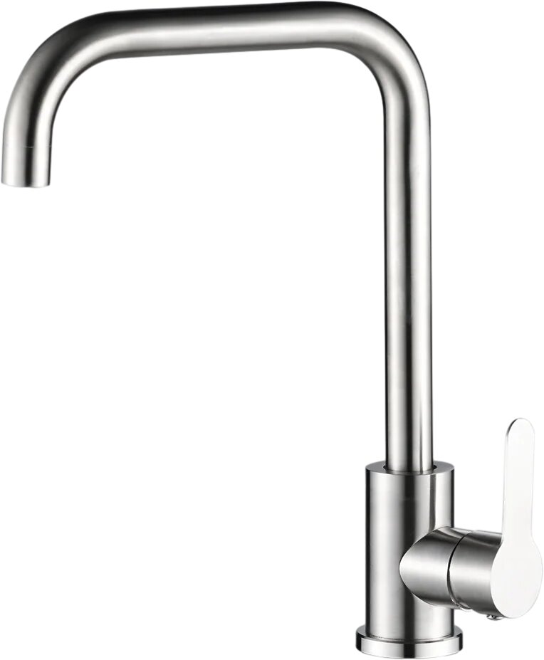 Смеситель для кухни WesnaArt Eko EKO05-150 с поворотным изливом, матовый, однорычажный, сатин, нержавеющая сталь, с керамическим картриджем