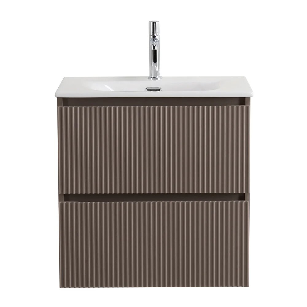 Тумба с раковиной BelBagno Uno-mini 70 подвесная, 71 см, бежевая, матовая, из МДФ, с ящиками, раковина для ванной фаянсовая, прямоугольная, встроенный слив-перелив