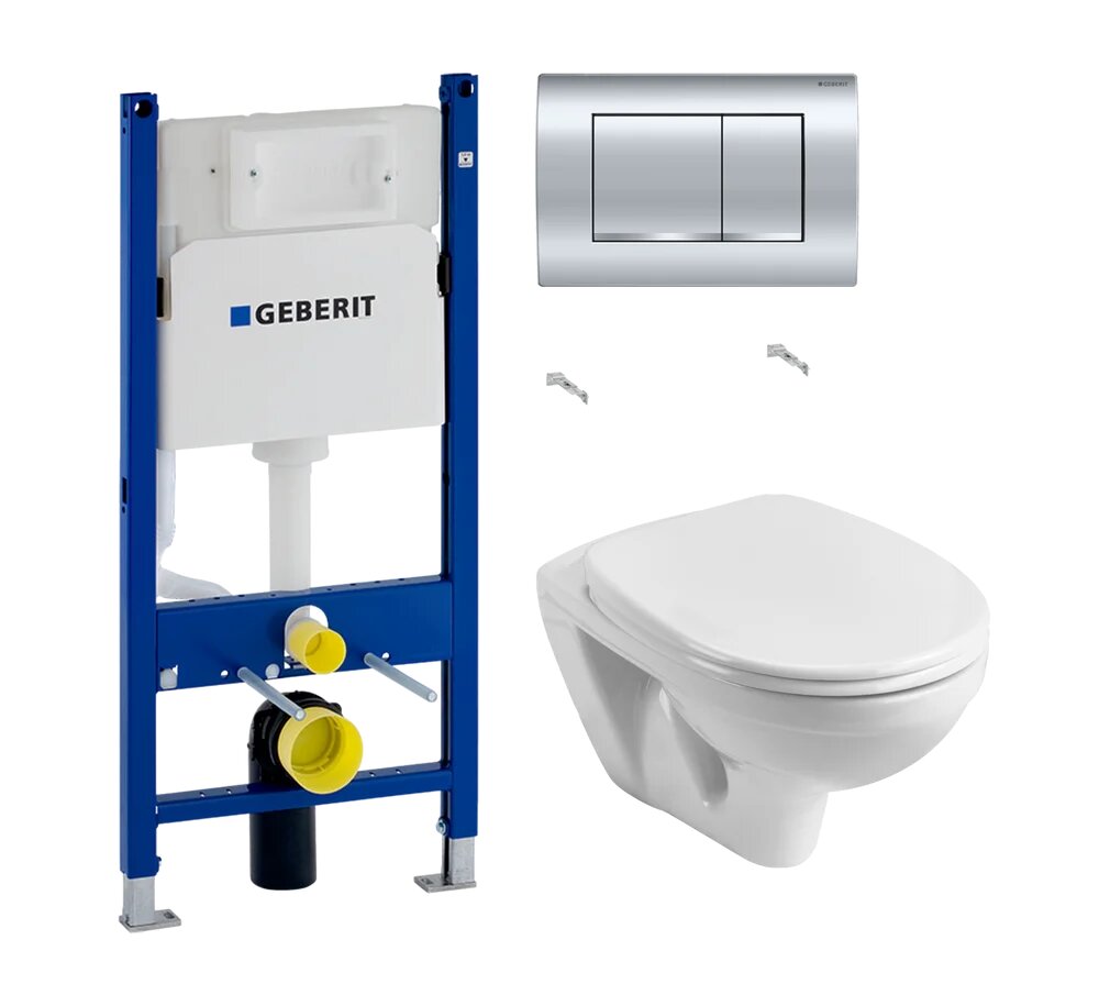 Комплект 2 в 1 Унитаз подвесной Santek Бореаль 1WH301977 / Инсталляция с кнопкой Geberit Duofix Delta 458.163.21.1 цвет хром