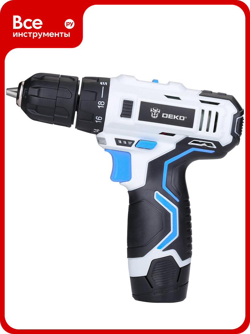Аккумуляторная дрель-шуруповёрт DEKO GCD12DU3 SNOW WHITE SET1, 12В, 32 Нм, 1х1.5 Ач, з/у 063-4170, деревянная