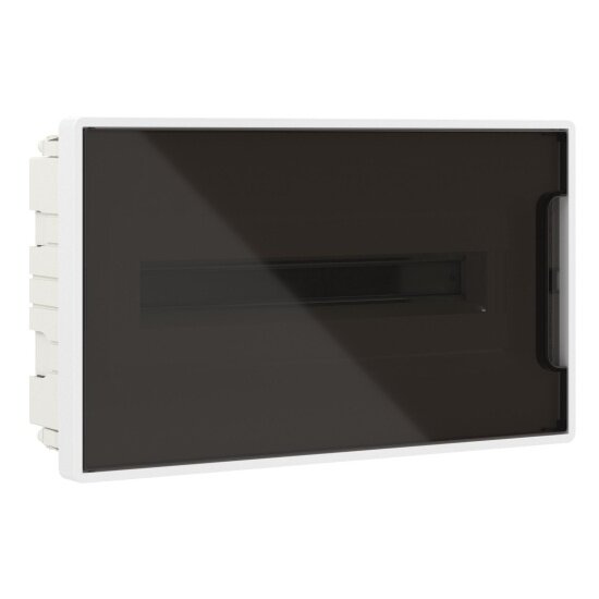 Щиток Dkc 18 мод встраиваемый FRAME ЩРв-П-18, белый, с тонированной дверцей, с 2 шинами PEN на 8 и 10 отв, F18B1WD