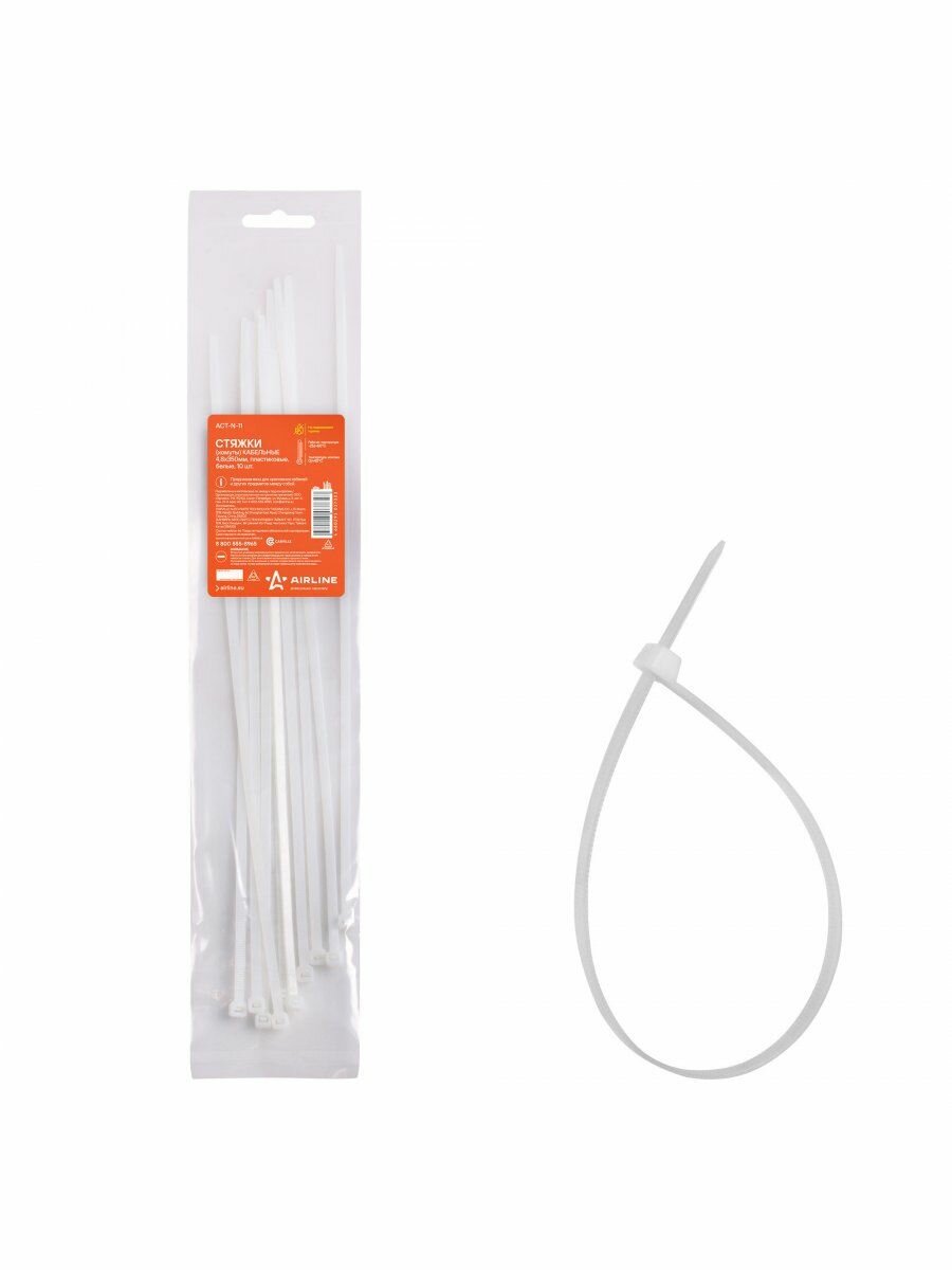 Стяжки (хомуты) кабельные 4,8x350 мм, 10 шт. AIRLINE ACTN11