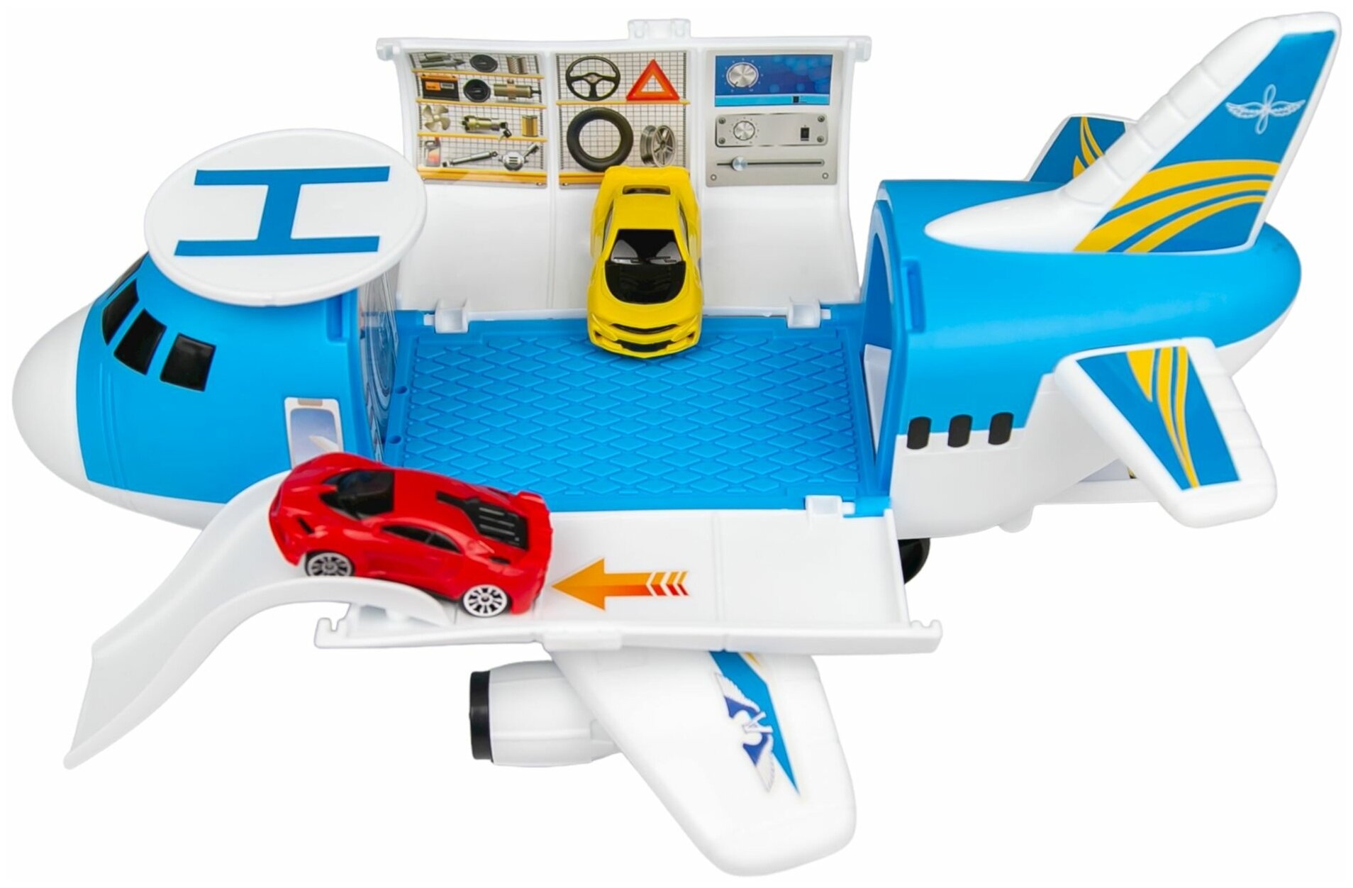 Игрушка грузовой самолет 34 х 28 х 18 см с 2 машинками, Р907-А/OBL1232296