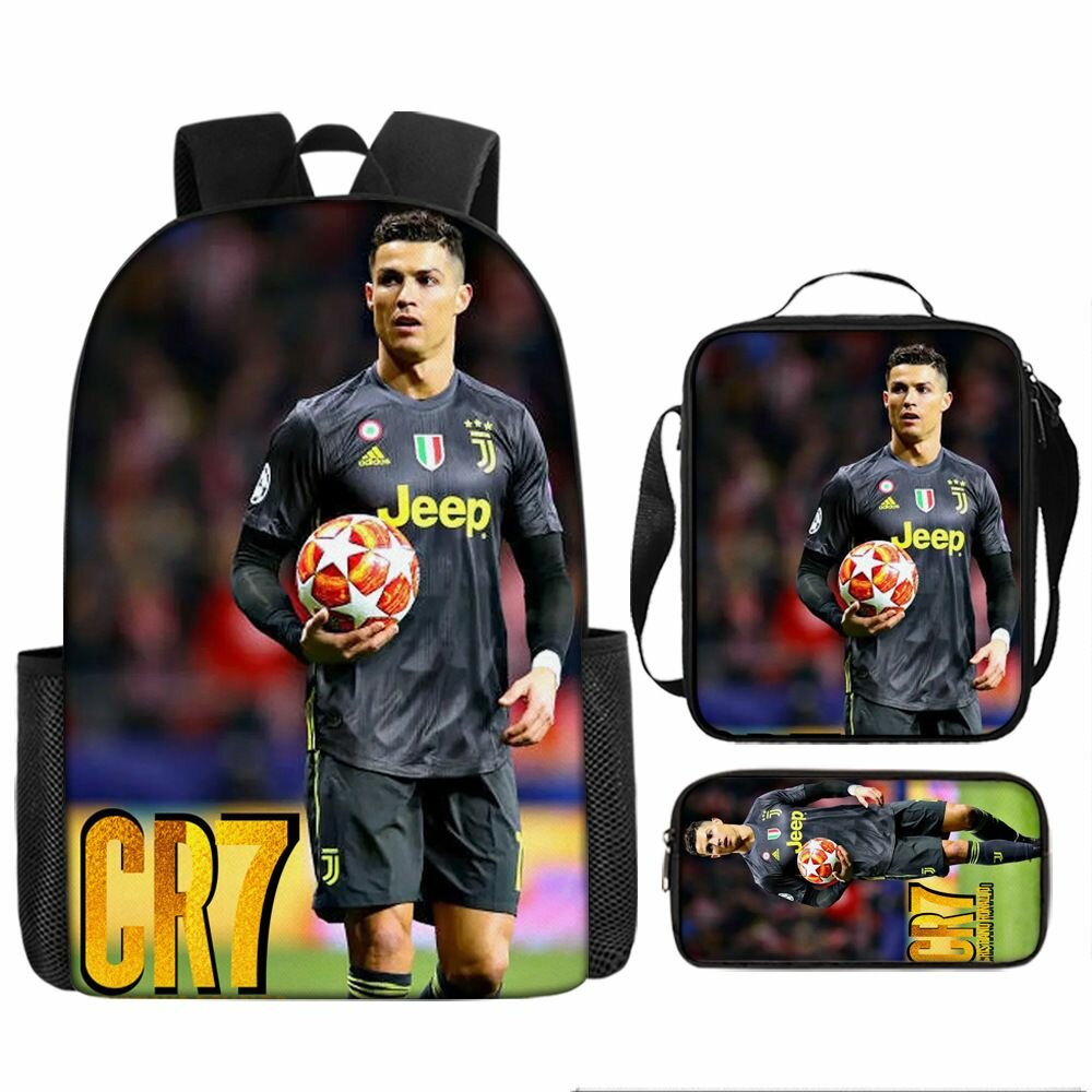 Рюкзак школьный + сумка через плечо + пенал-3 и 1 Сумка школьная мальчика для девочки подарок- Криштиану Роналду CR7