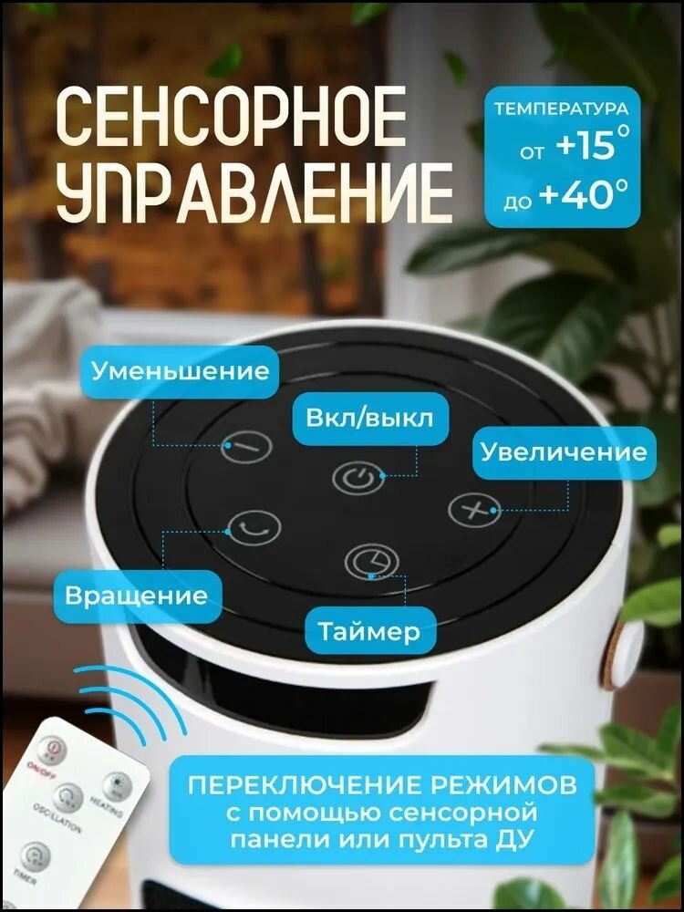 Обогреватель для дома / тепловентилятор, 2000 Вт, Белый — фото 1