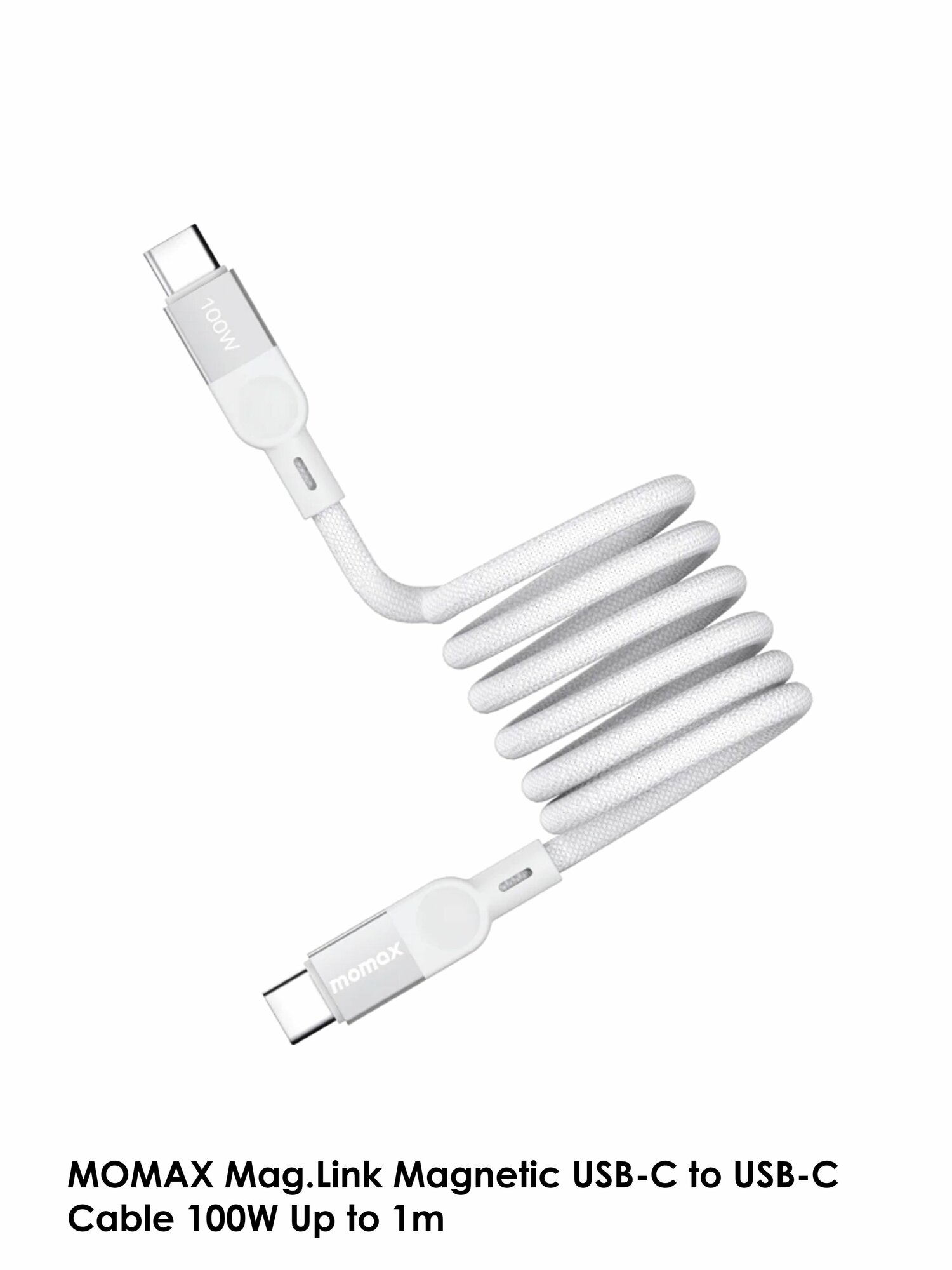 Кабель для мобильных устройств MOMAX Mag.Link Magnetic USB-C to USB-C Cable 100W Up to 1m DC35W - белый