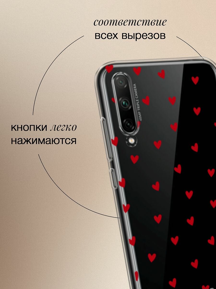 Чехол на Honor 30i / Хонор 30i с принтом "Red hearts", прозрачный — фото 1