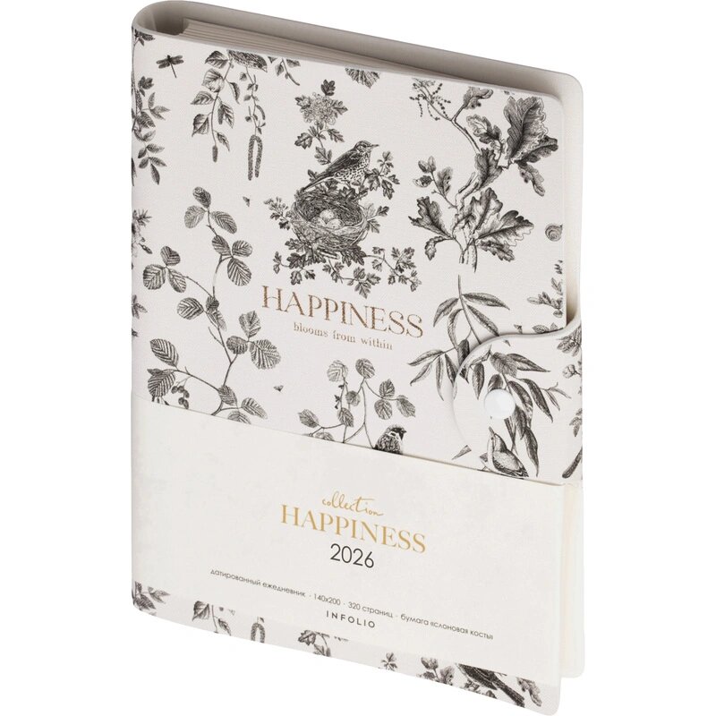 Ежедневник датированный 2026 IF 14х20см 160л, на спир Happiness I1755/black