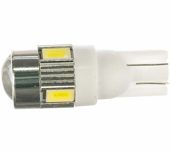 Автолампа диод T10(W5W) 24V 6 SMD без цоколя Белая SKYWAY с радиатором охлаждения и линзой, габарит