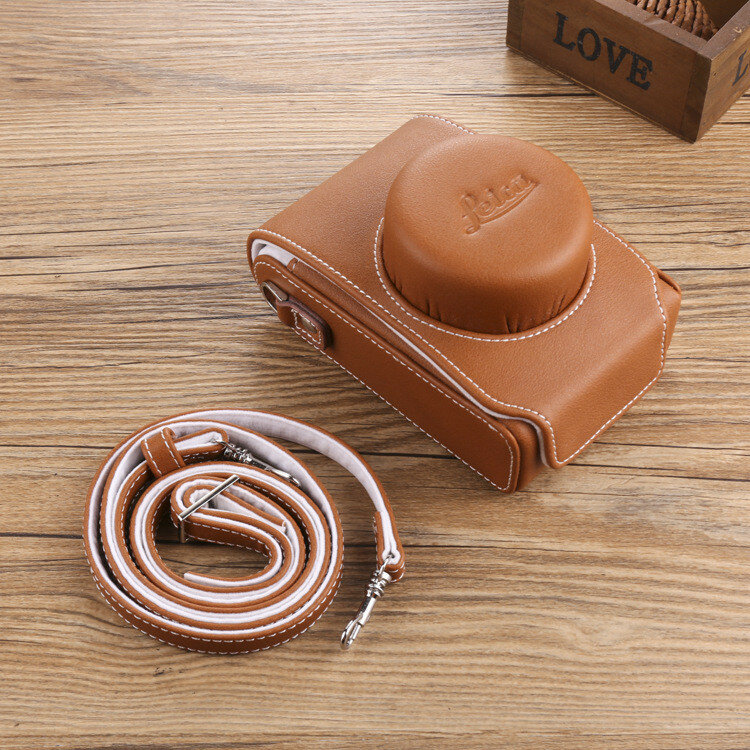 Сумка для камеры леика d-lux 7 d-luxtyp109 микросингл с плечевым ремнем из износостойкой pu кожи для улицы светло-коричневый