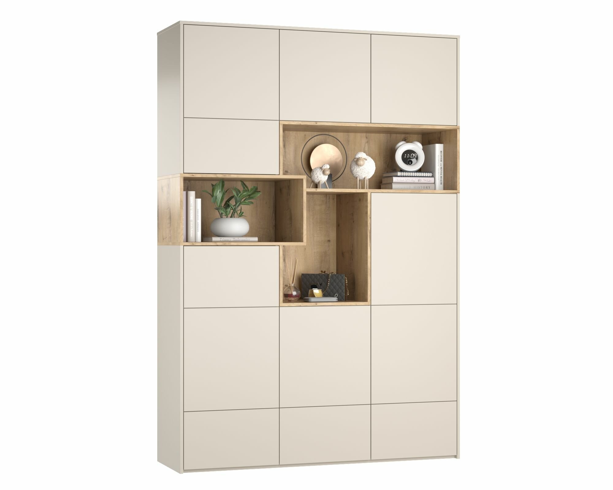 Шкаф распашной для одежды "Рокки 12" 150х220х45 Сатин / Дуб Крафт золотой