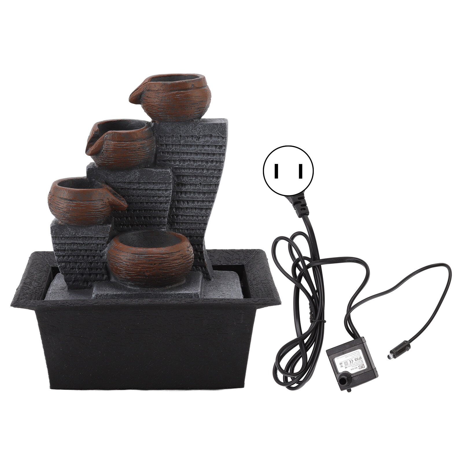 Таблетный Фонтан воды с цветной легкой смолой Процесс Процесс настольный водопад орнамент для домашнего изучения US Plug 110V