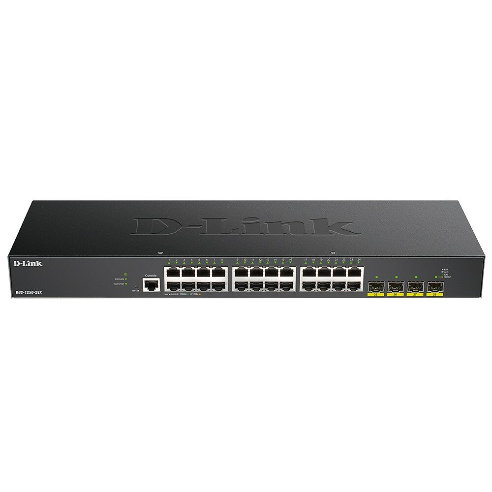 Коммутатор DGS-1250-28X D-Link Веб-интерфейс 28 портов 1000 Мбит/сек