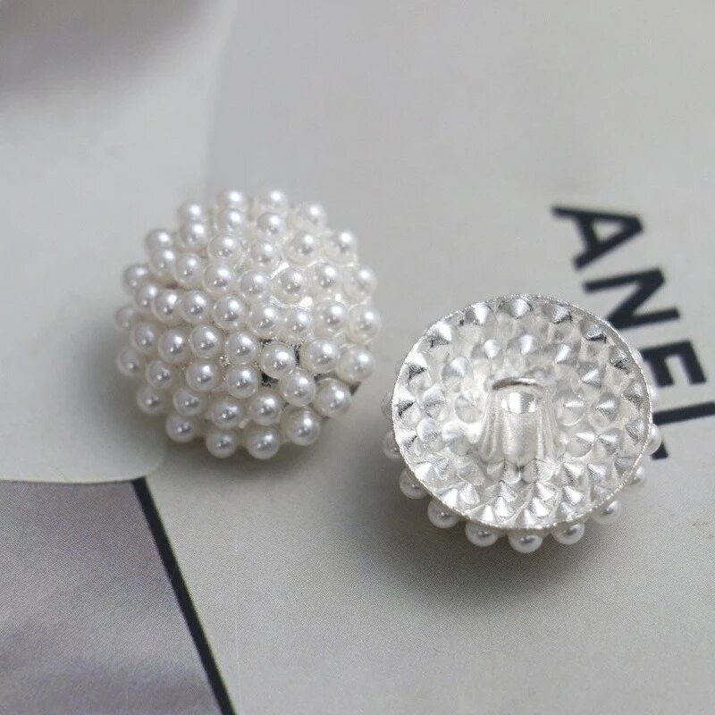 5 шт, красивые пуговицы с белым жемчугом, 20 мм, круглые пуговицы с грибами из цинкового сплава, аксессуары для женской одежды