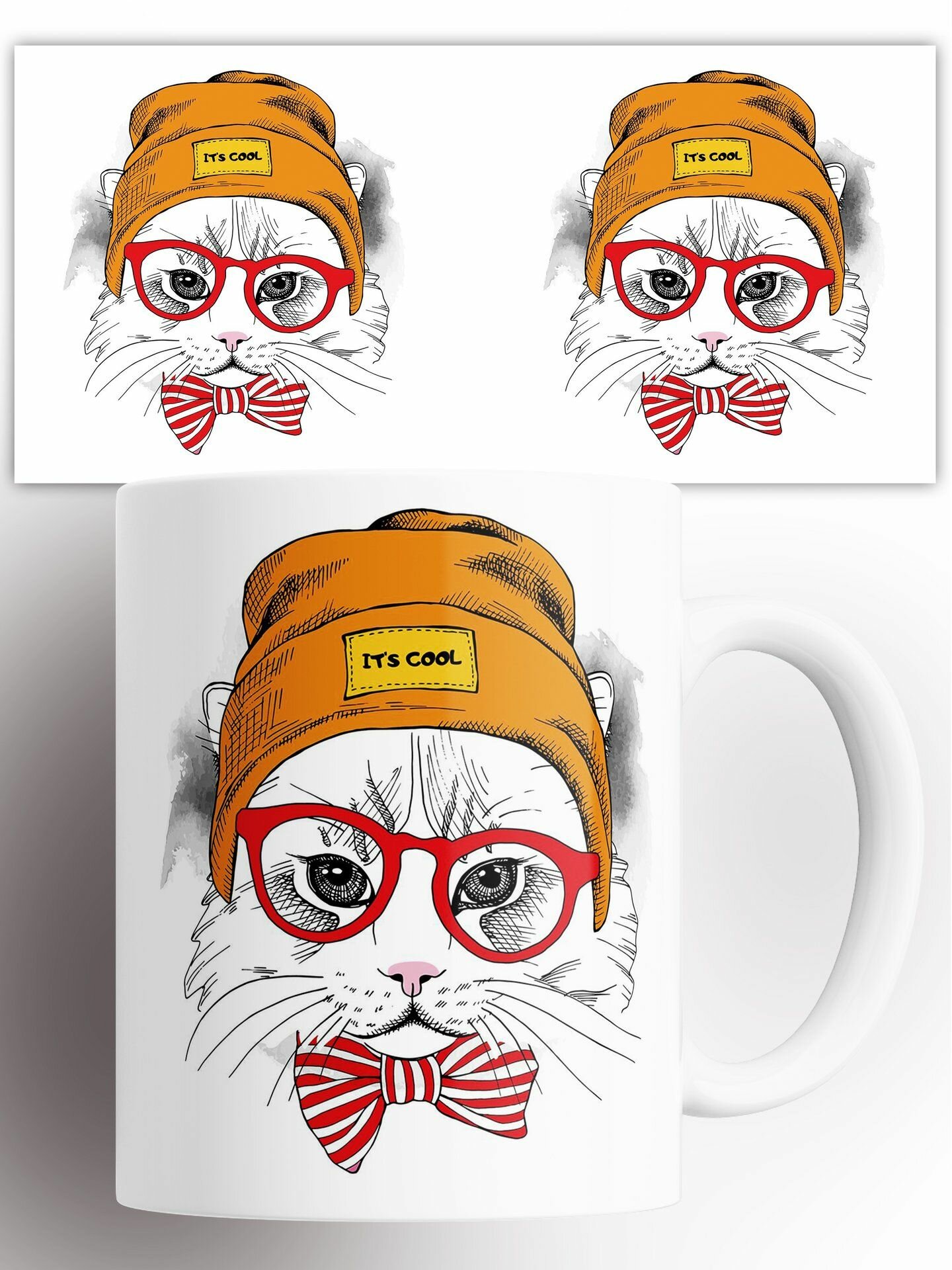 Кружка Котики Кот в шапке и очках 330 мл