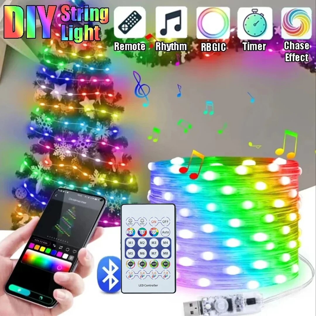Bluetooth RGBIC LED гирлянды для украшения 5m 50 LEDs