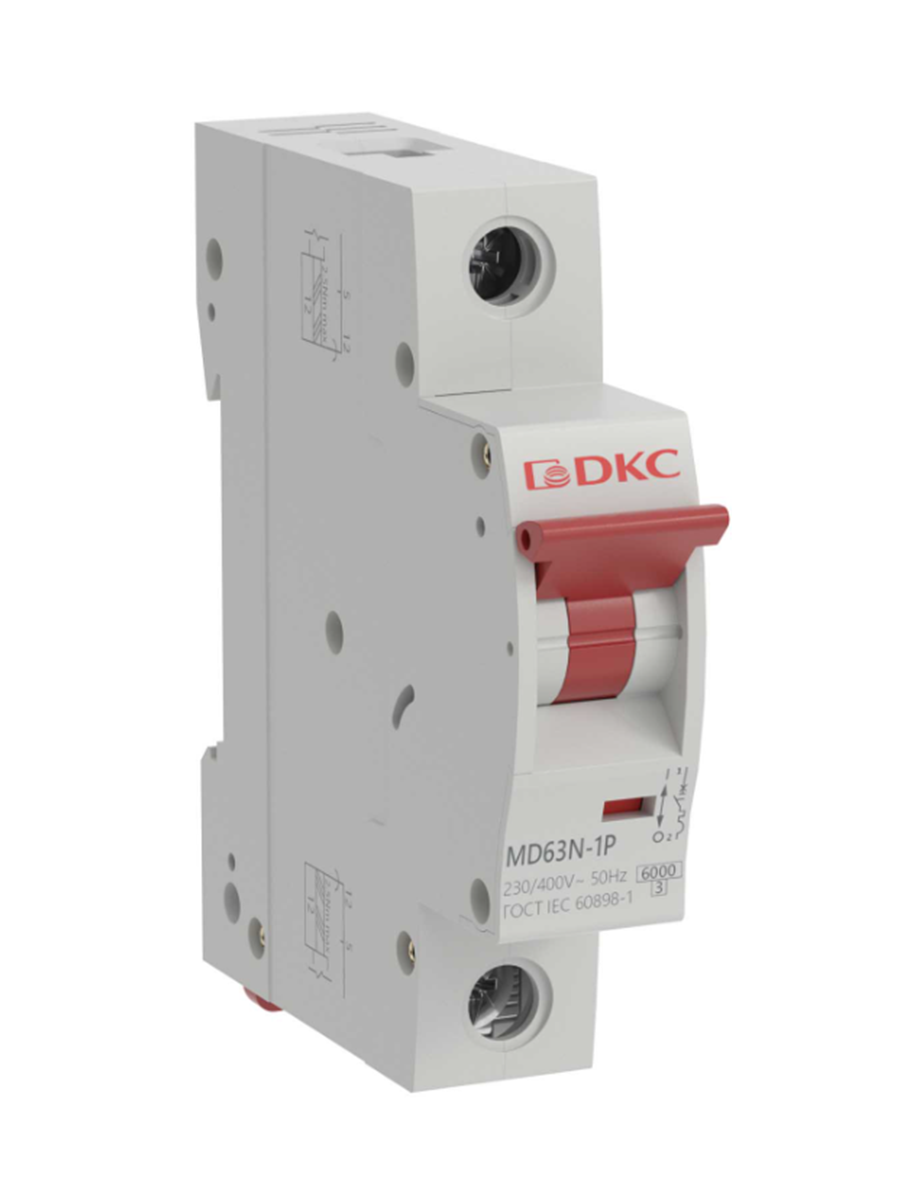 Автоматический выключатель модульный DKC Yon Max MD63N однополюсный 20А, тип B, 6 кА, 230 В. MD63N-1PB20