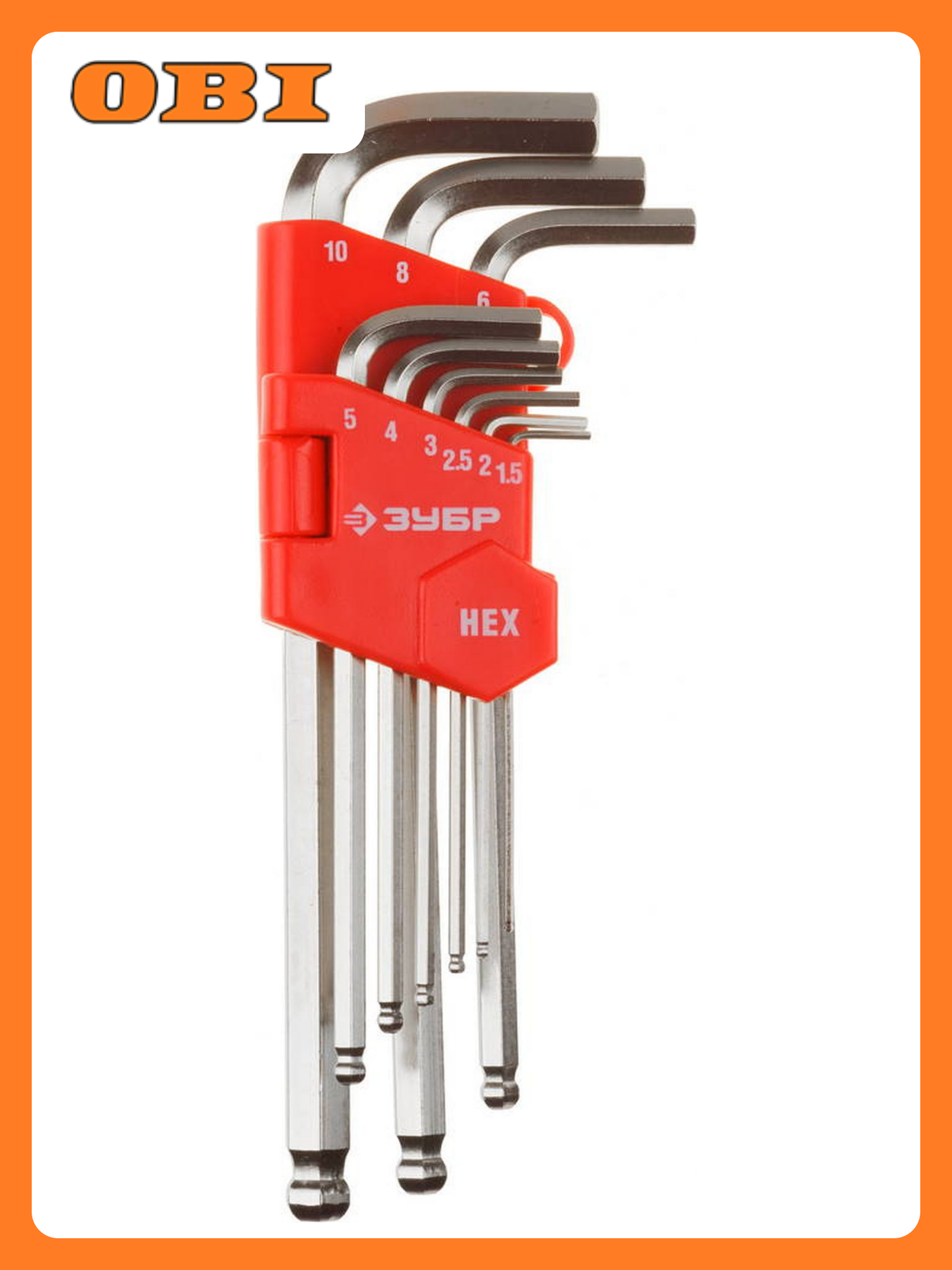 Набор ключей ЗУБР 27461-2_z02, шестигранные, Cr-V сталь, 9шт