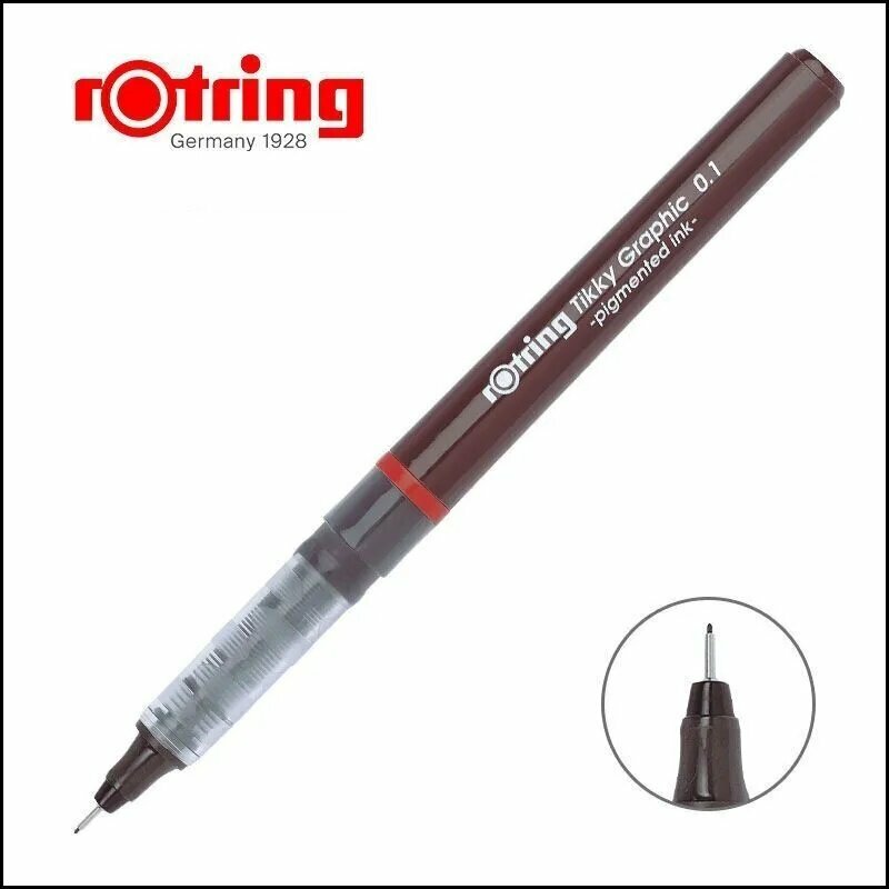 Tikky рапидограф Rotring , 0.1MM, пластиковый корпус