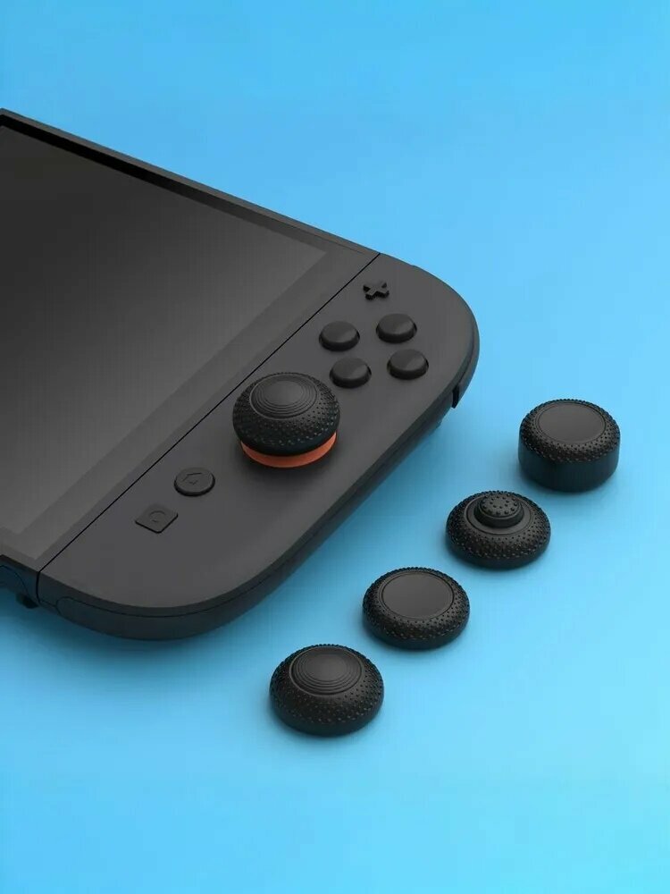 PlayVital Накладки На Стики 8-в-1 Для Nintendo Switch 2 Joycon 4 Высоты 5-10 мм Силиконовые Эргономичные Колпачки Для FPS/RPG, Черные