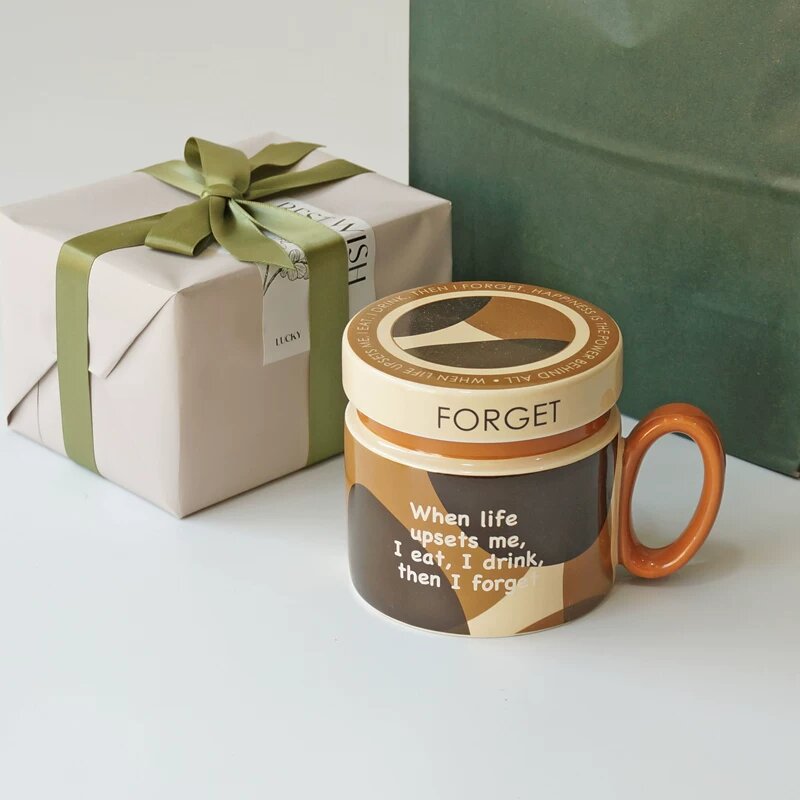 Скандинавская ретро-кружка большой емкости из керамики с крышкой для пар, стильная и креативная офисная кружка для