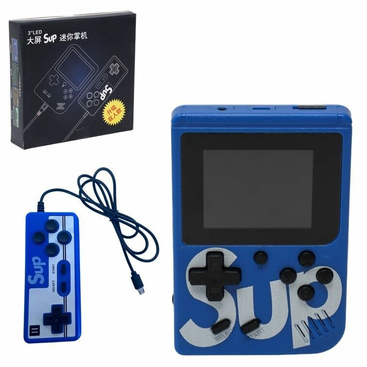 Игровая приставка портативная SUP Game Box 400 в 1 с джойстиком для телевизора ; консоль с геймпадом синий