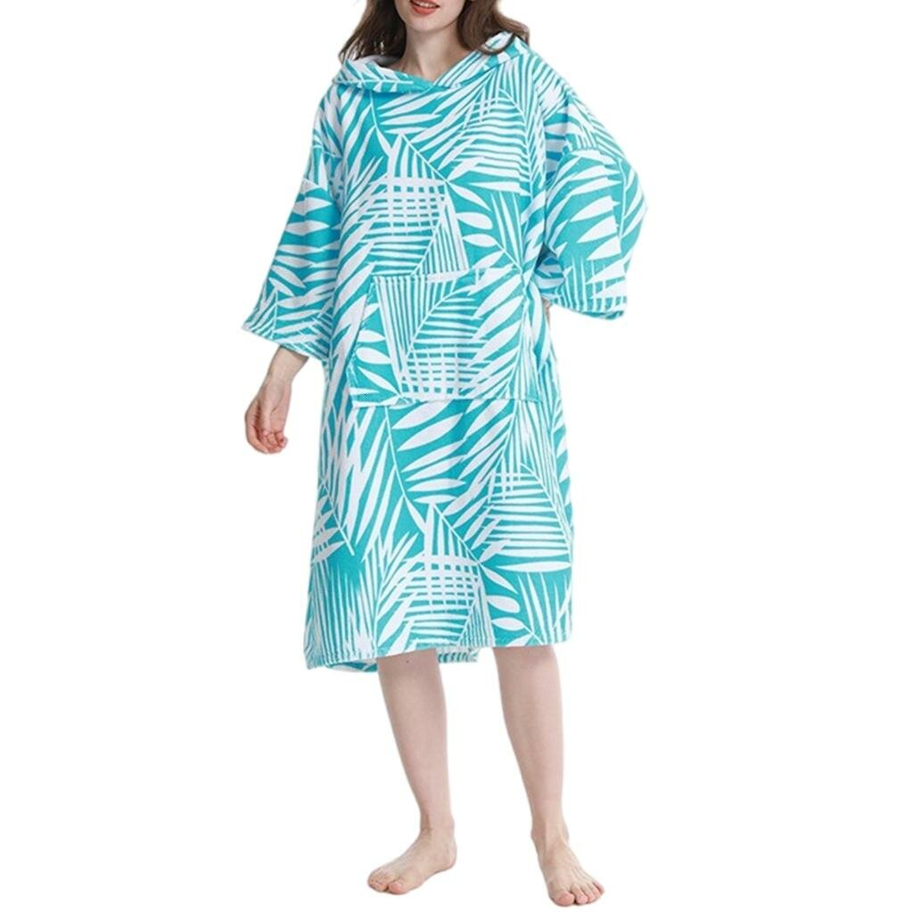 Худи-пончо для переодевания, зеленый цветок